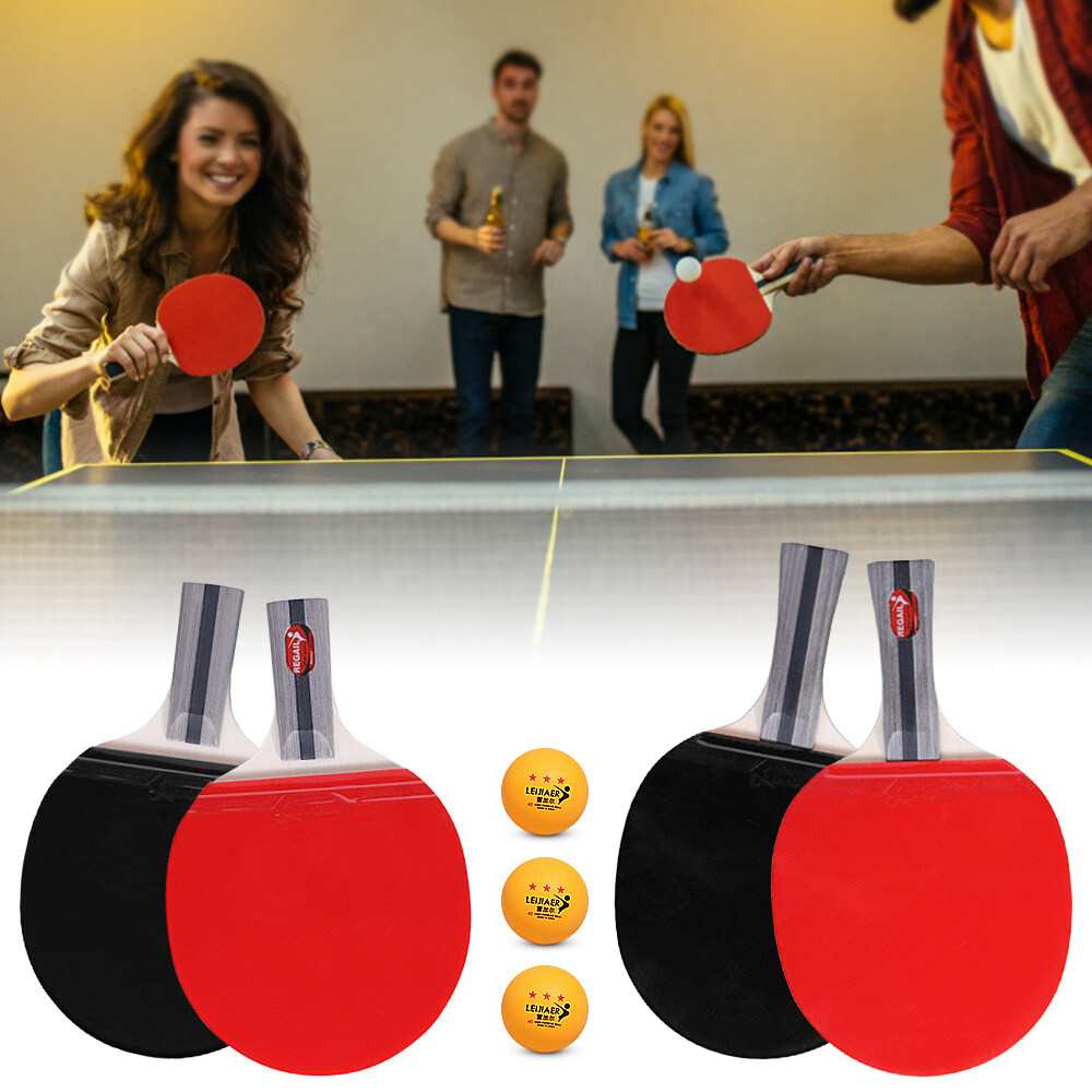 Quality Ping Pong Paddles Table Tennis Rackets 2 Ping Pong Bats Long Short Handle Ping Pong ...