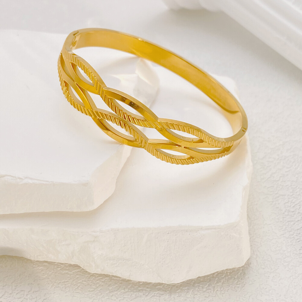 Yukis 316L Stainless Steel Bangle Bracelet for Women Unique Design ...