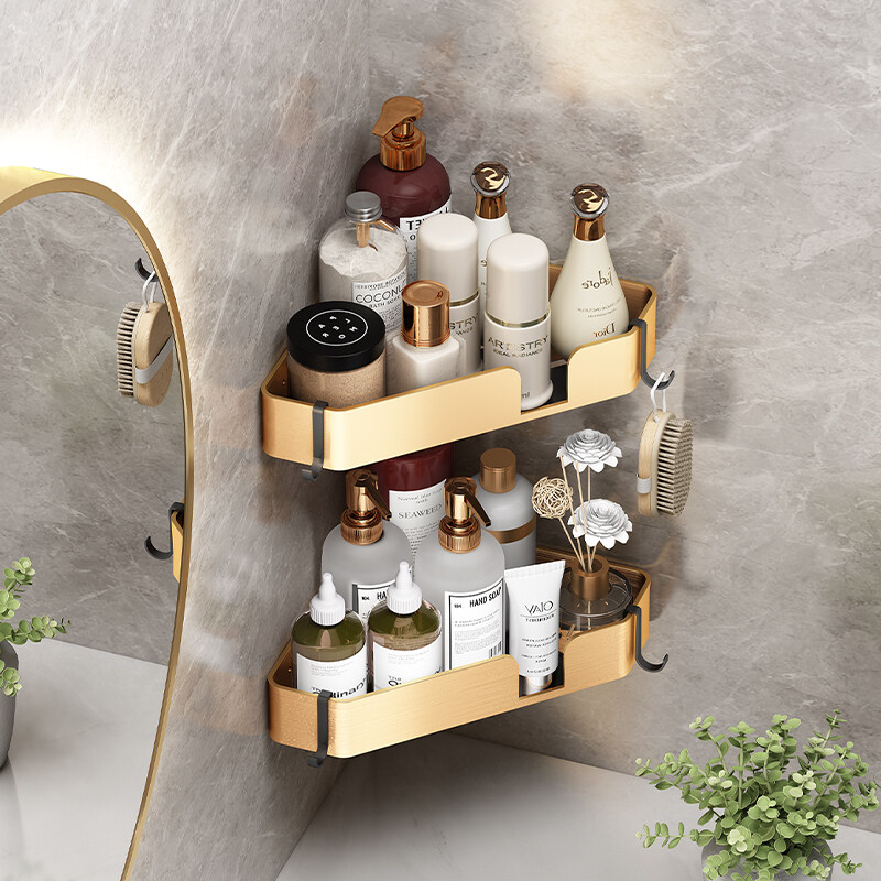 JIABAILI Black gold aluminum bathroom accessories storage rack with ...