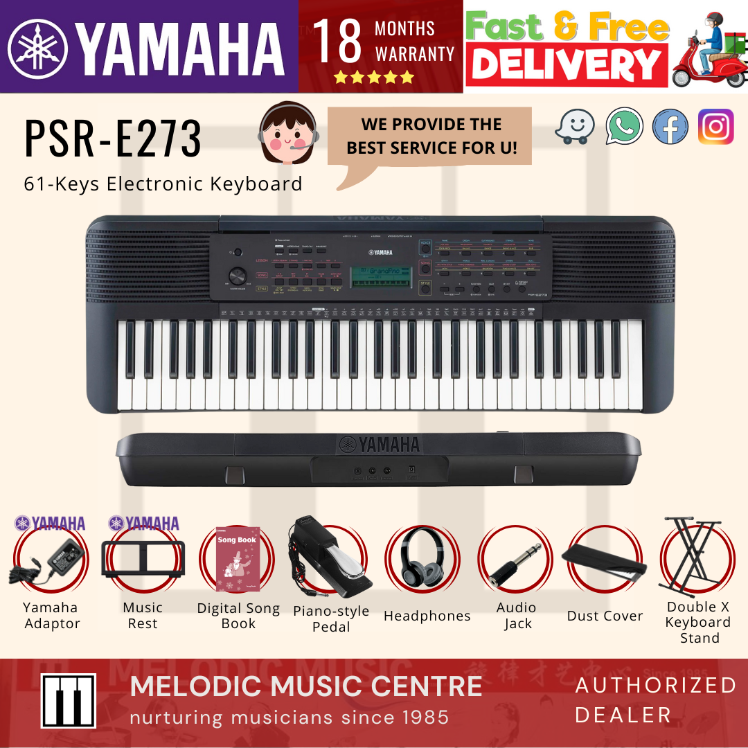 Yamaha PSR-E273 61 Keys Portable Keyboard PACKAGE 4 TYPES (PSRE273 ...