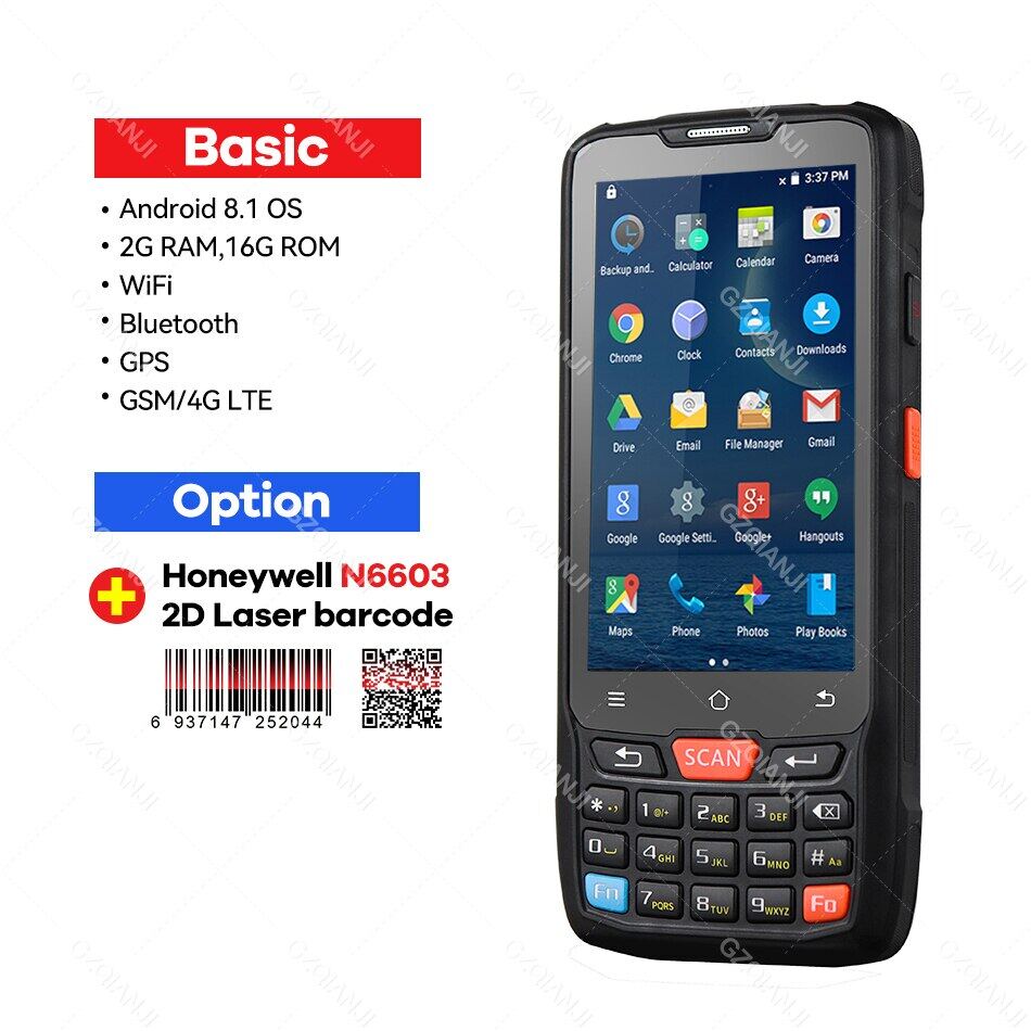 Gzqianji Android 8 1 Handheld Pda 1d 2d Honeywell Barcode Scanner Qr Code Reader Data Collector