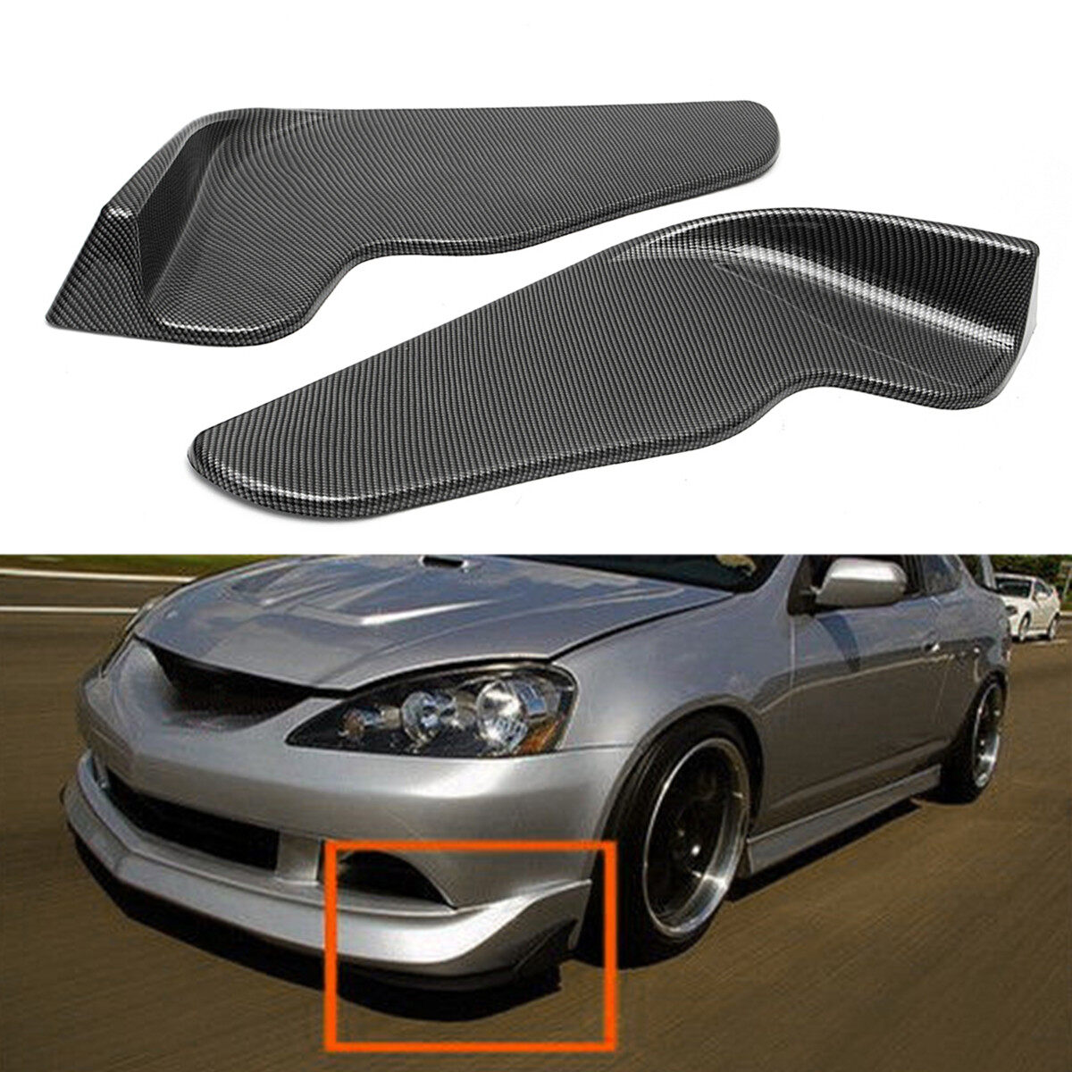 Front Bumper Lip Canard Protector Universal Carbon Fiber Front Bumper ...