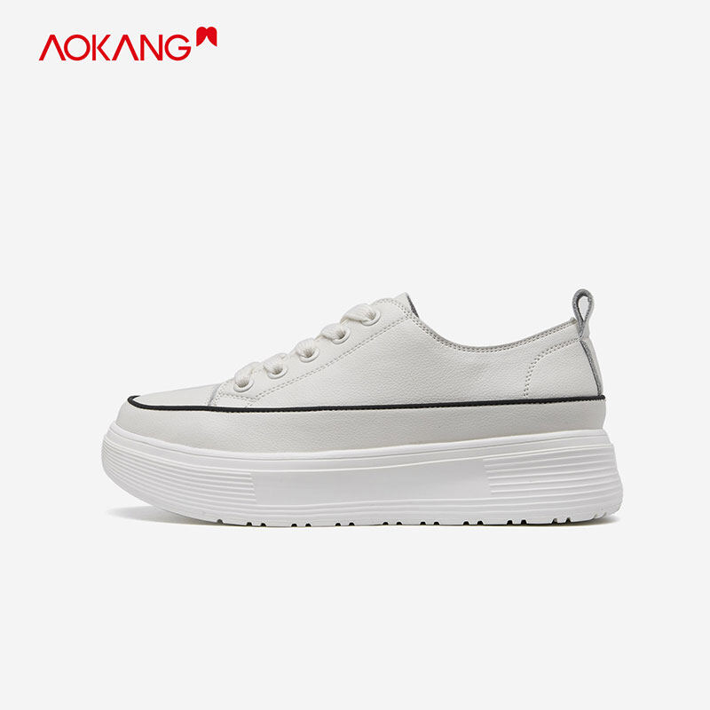 AOKANG New style canvas shoes Korean thick-soled increased shoes low ...
