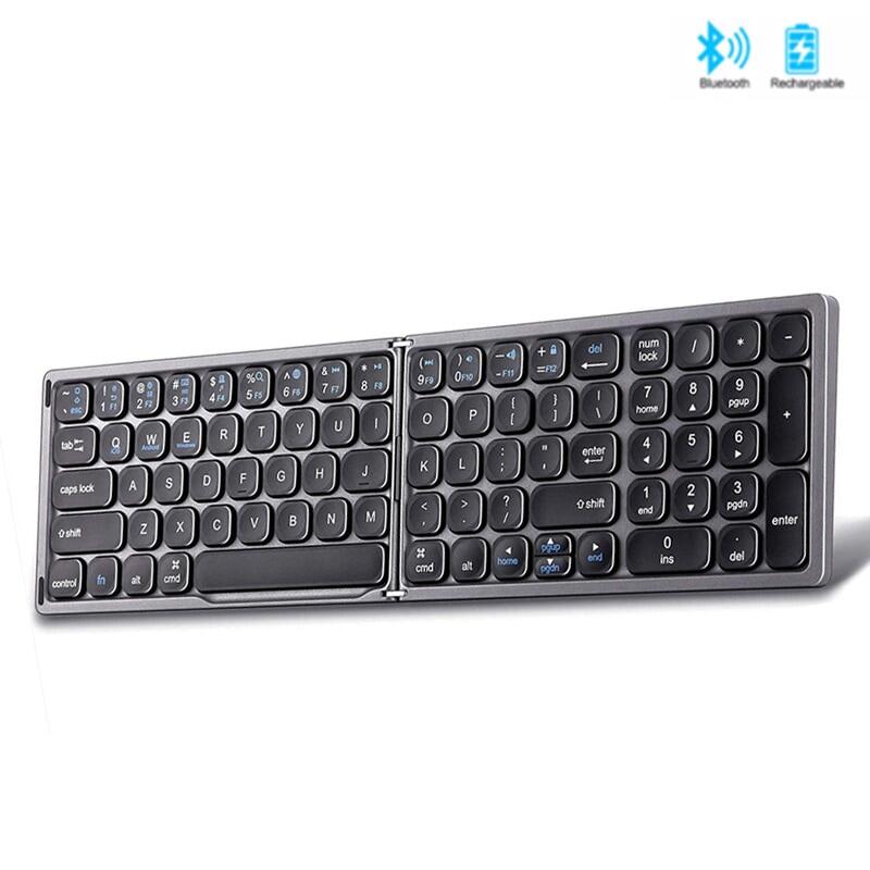 Jomaa Bluetooth Foldable Keyboard With Numeric Keypad Full Size Portable Rechargeable Wireless