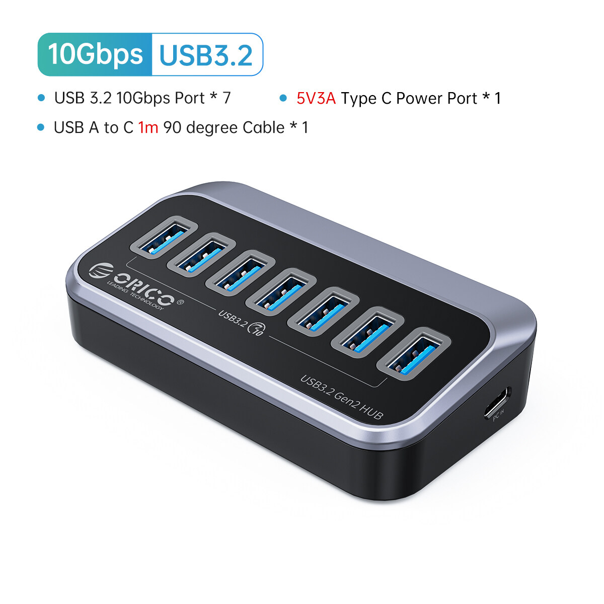 Bộ Chia USB Cấp Nguồn, Bộ Chia Dữ Liệu USB ORICO 7 Cổng Với Cổng Sạc PD 18W, Bộ Chia USB Siêu ...