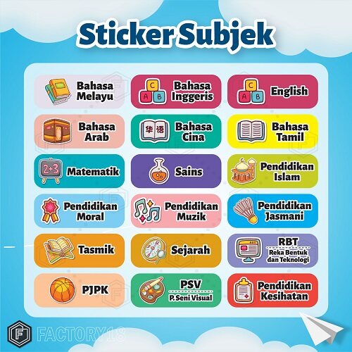 Label Sticker Subjek Sekolah Label Buku Latihan Subject Label | Lazada