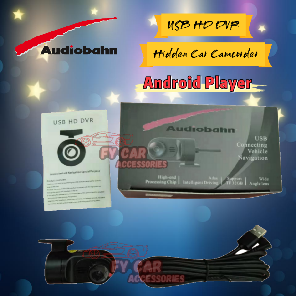 Audiobahn USB HD DVR Hidden Car Camcorder Front Android Player / Kereta Perakam Depan ...
