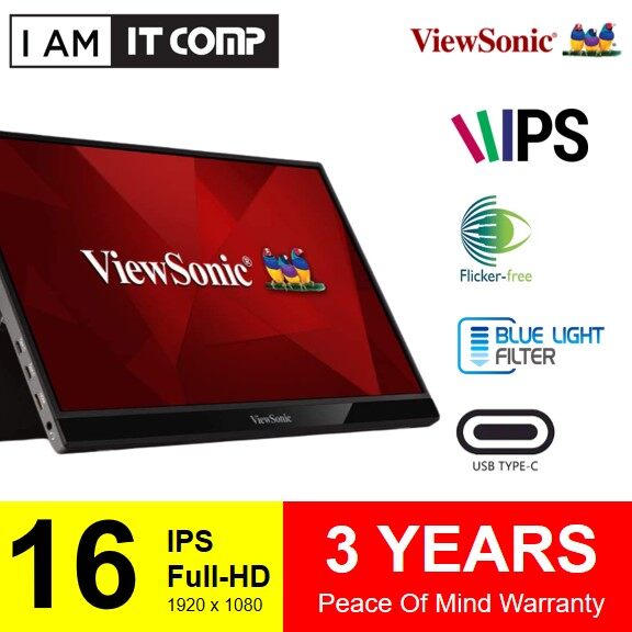ViewSonic 15.6 Inch VG1655 1080p Ultra Portable Monitor with 2 Way ...