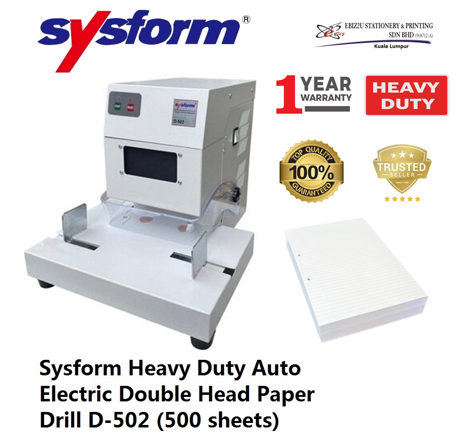 Sysform Heavy Duty Auto Electric Double Head Paper Drill D-502 (500 sheets) penumbuk, puncher ...