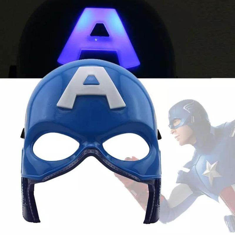 LED Glowing SuperHero Iron Man Spider man US Captain Mask Party Cosplay ...