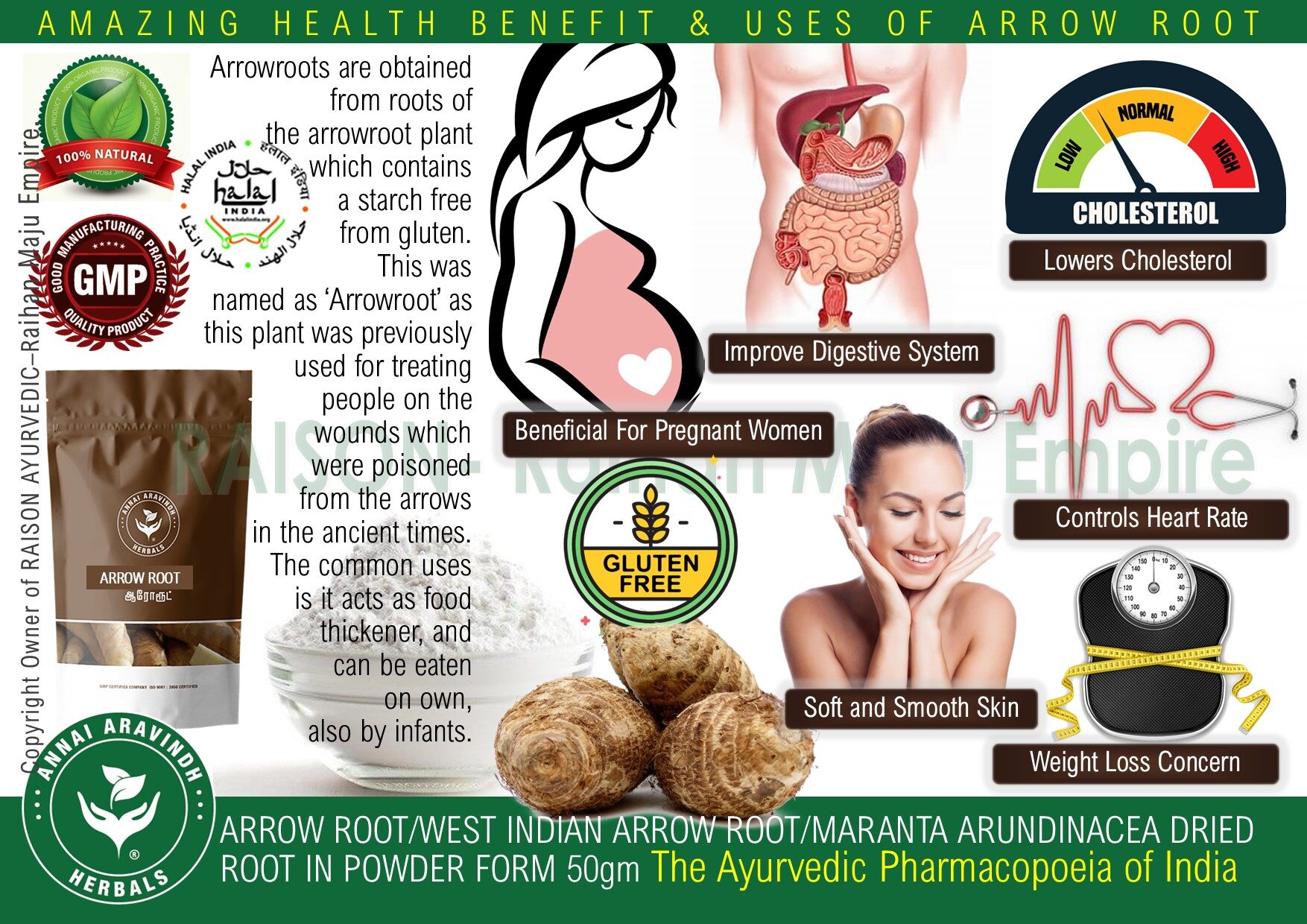 ARROW ROOT/WEST INDIAN ARROW ROOT/MARANTA ARUNDINACEA DRIED ROOT IN ...