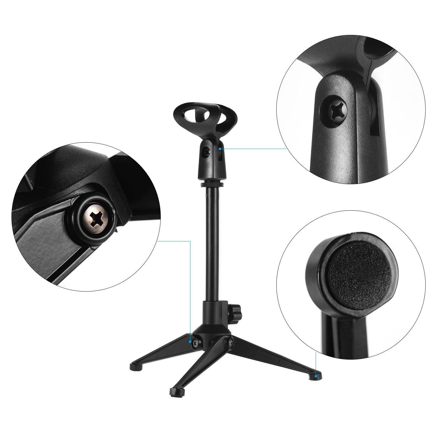 Mini Desktop Microphone Stand Bracket Tripod Portable Foldable with ...