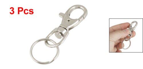 25mm Dia Split Ring Lobster Clasp Key Chain Keyring Silver Tone 3 Pcs ...