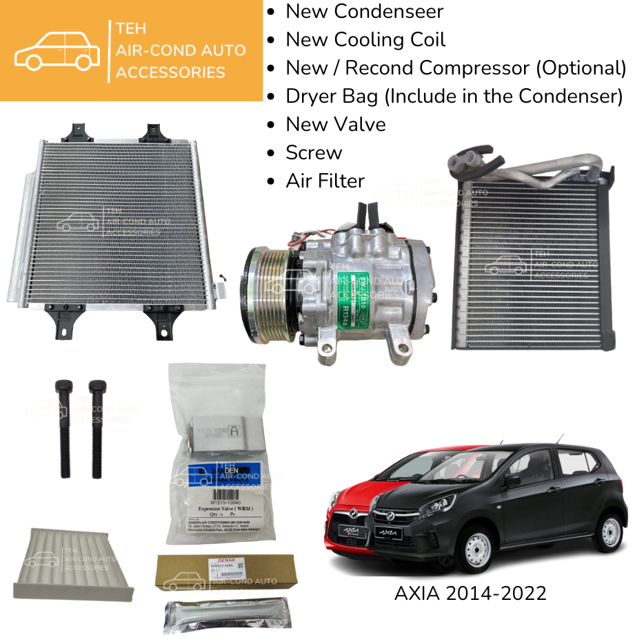 PERODUA AXIA 2014-2022 FULL SET CAR AIRCOND PARTS COMBO COMPRESSOR ...