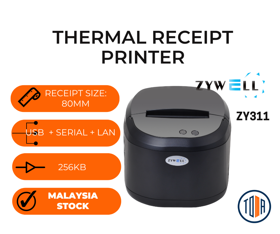 Zywell ZY311K Thermal Receipt Printer 80mm (USB + LAN + Serial) POS ...