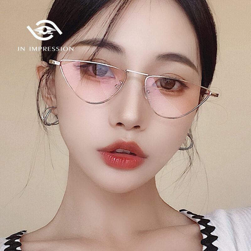 JN IMPRESSION แฟชั่นสไตล์เกาหลีแว่นตากันแดดกึ่งวงกลมใหม่บุคลิกภาพแว่นกันแดดกรอบขนาดเล็กย้อนยุค ...