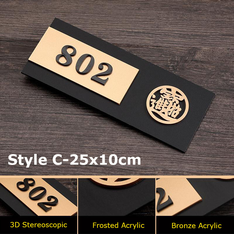 3D Door Plate with Self-adhesive No. Plate Address Home Acrylic Sign ...