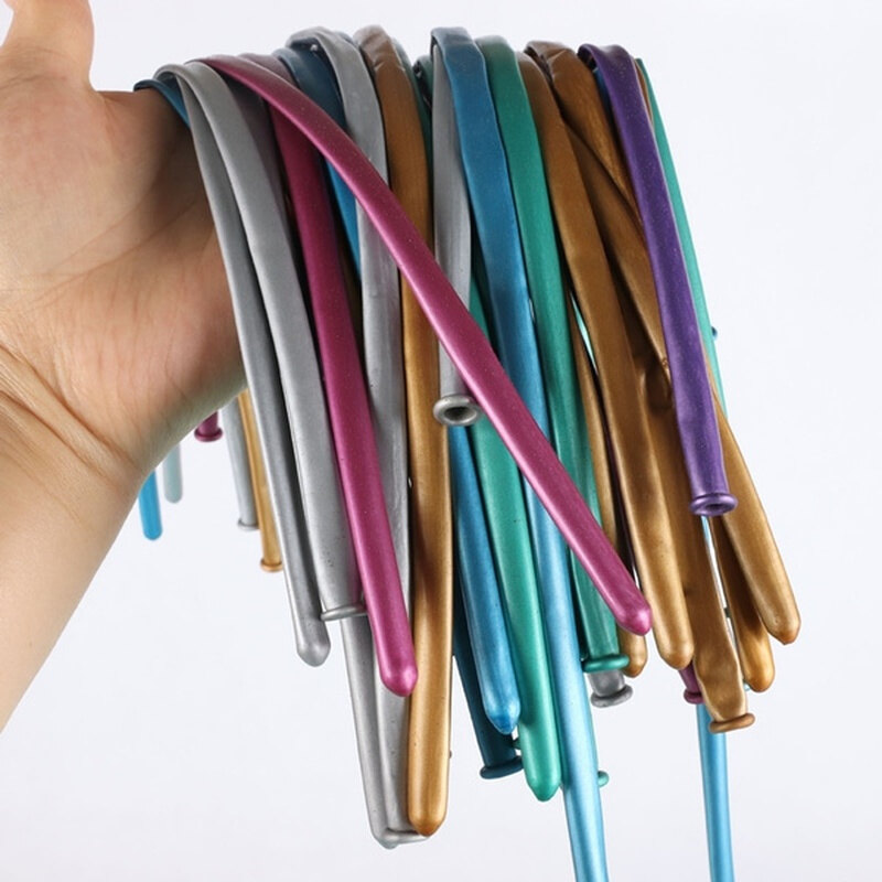 10pcs Metallic Long Balloons DIY Strip Long Shape Balloon Tying Twist ...