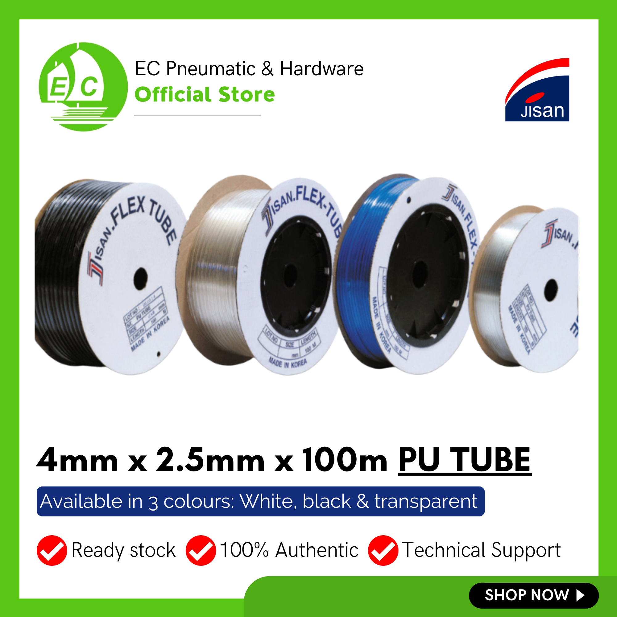 4MM x 2.5MM x 100M JISAN Korea PU Polyurethane Tube PU Tube Pneumatic ...