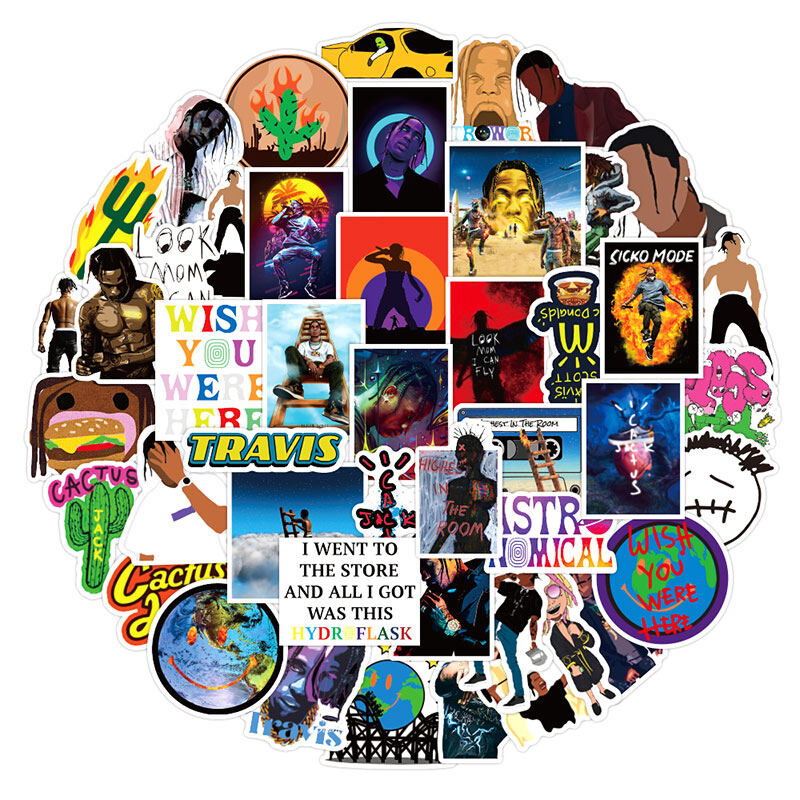 10 30 50pcs pack America Hip hop Pop Singer Travis Scott Lable Stickers ...