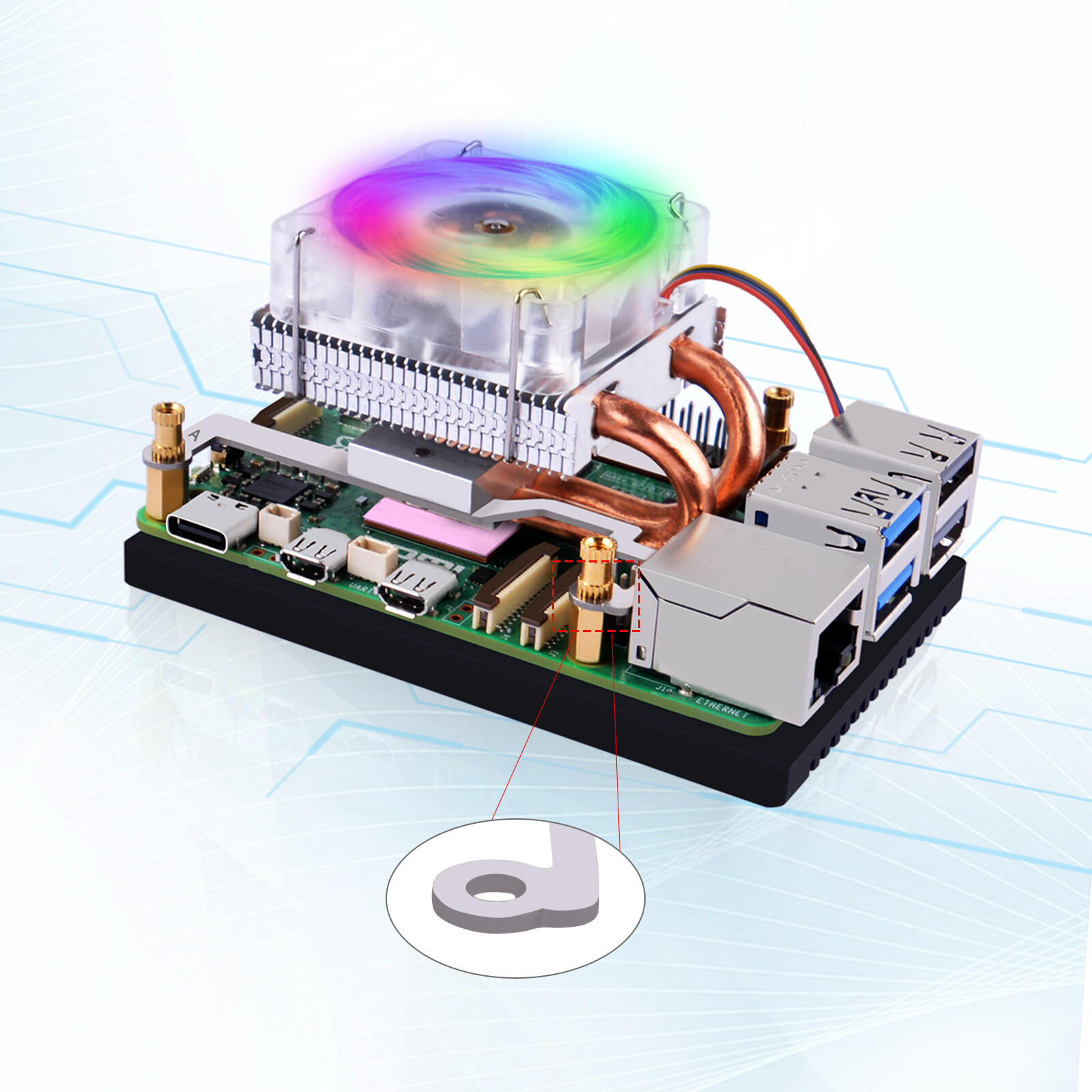 52Pi Raspberry Pi 5 Fan Heatsink, Raspberry Pi 5 ICE Tower Cooler, Raspberry Pi 5 Heatsink with ...