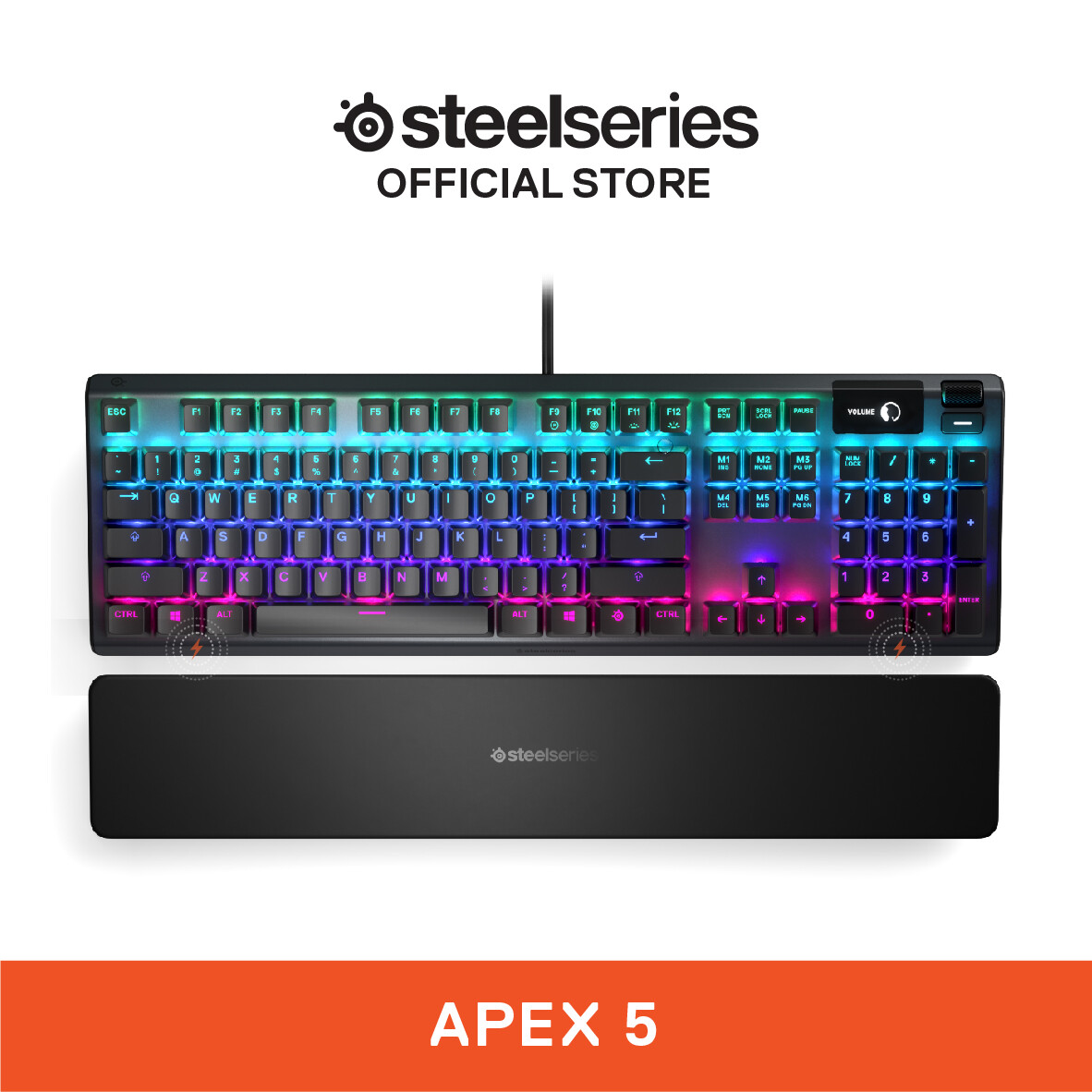 SteelSeries Apex 5 RGB Hybrid Mechanical Gaming Keyboard Wired USB OLED ...