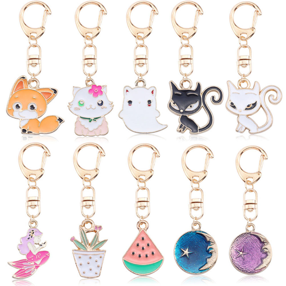 Hot Selling Cartoon Enamel Plant Animal Keychain Star Moon Potted ...