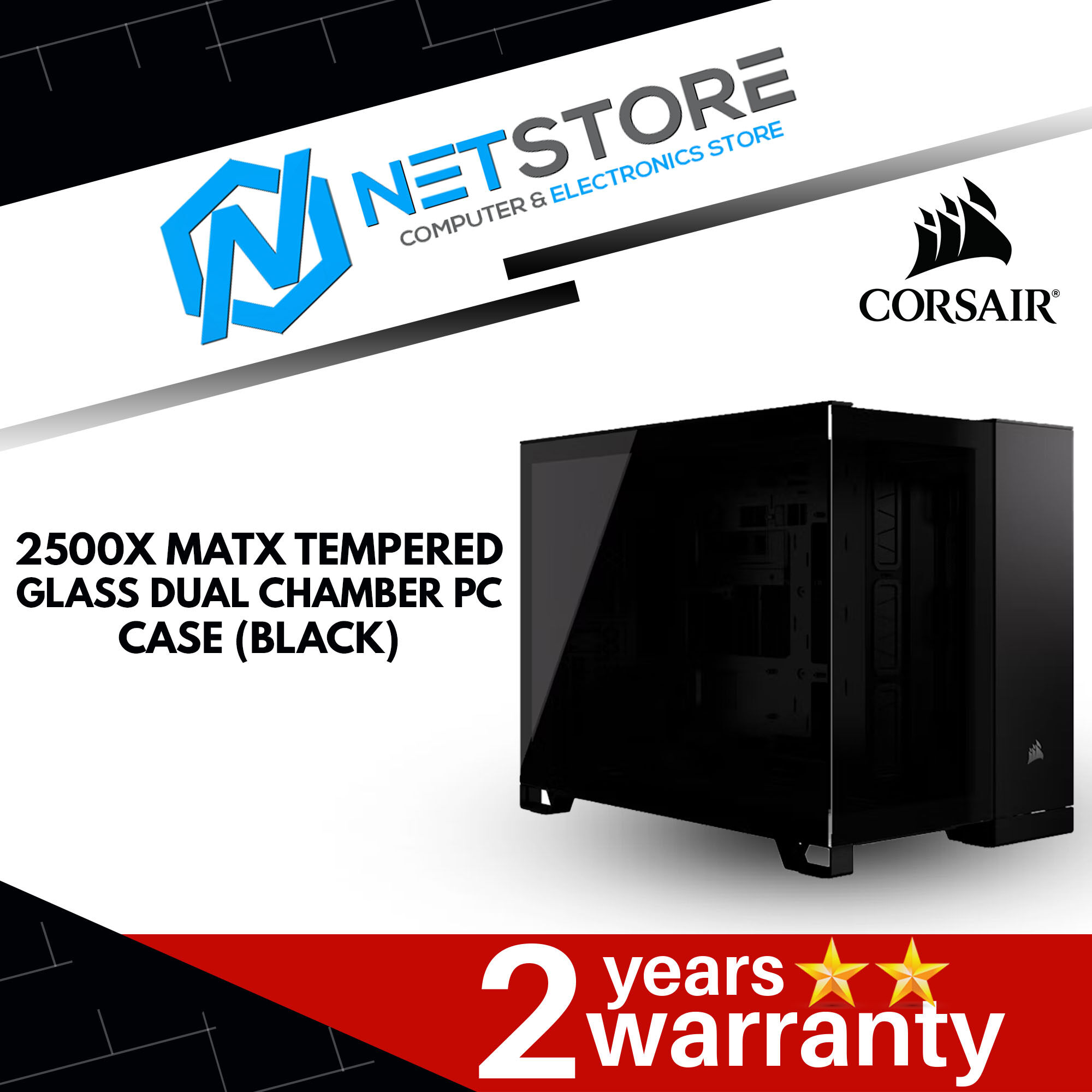 CORSAIR 2500X MATX TEMPERED GLASS DUAL CHAMBER PC CASE (BLACK, WHITE ...