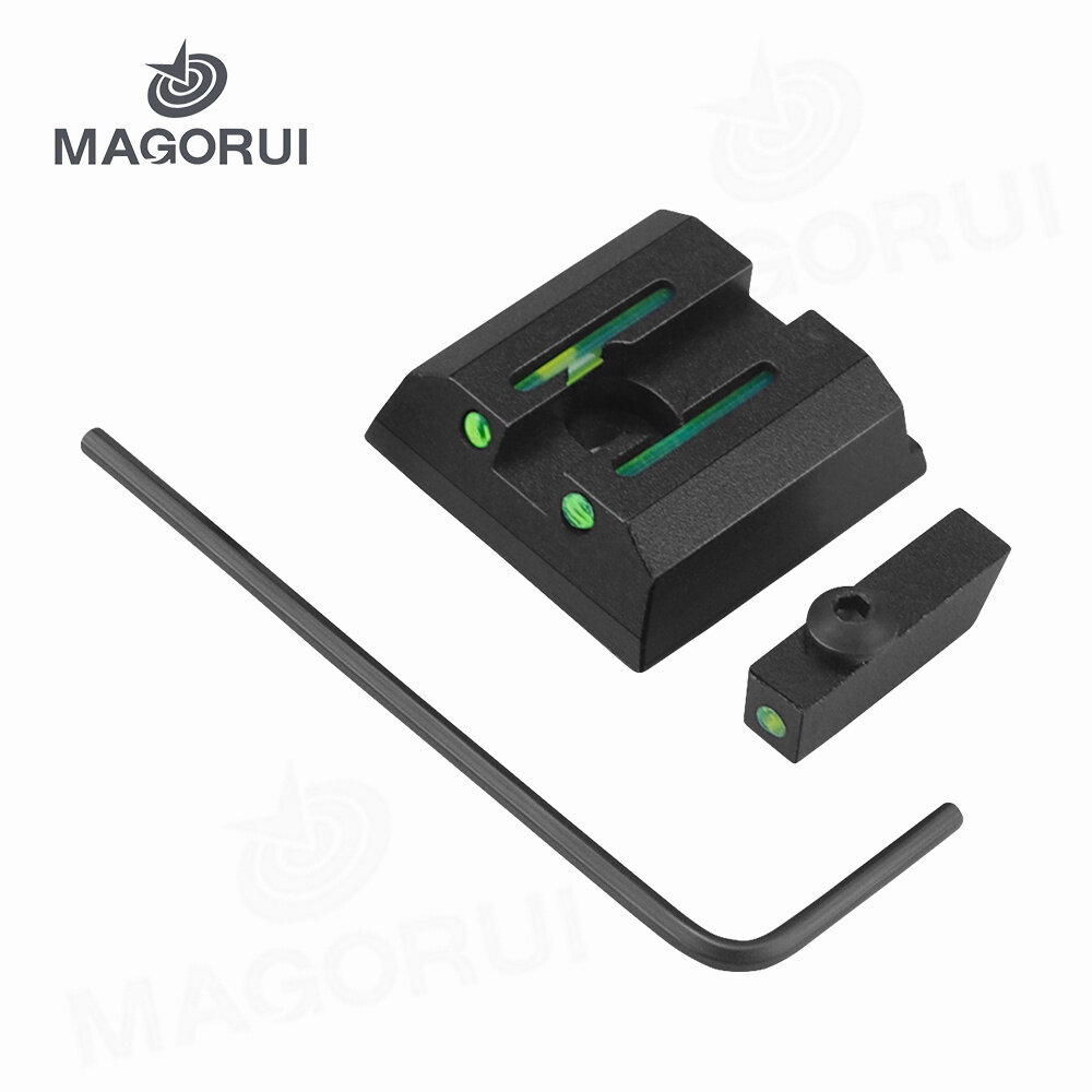 MAGORUI Tactical Fiber Optic 3 Dot Front and Rear Sight Set Metal ...