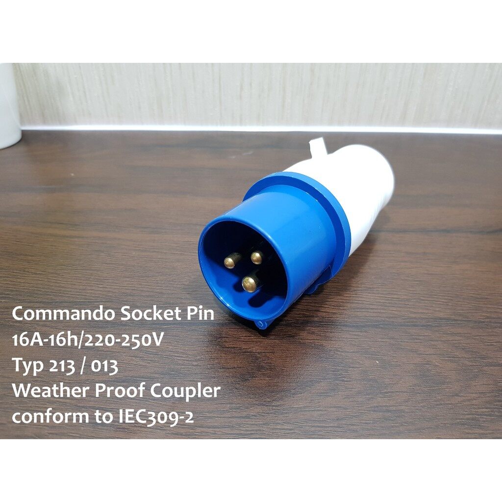 Industrial Commando Socket Male Pin 3 Pin 16amp 220v Ready Stock Lazada
