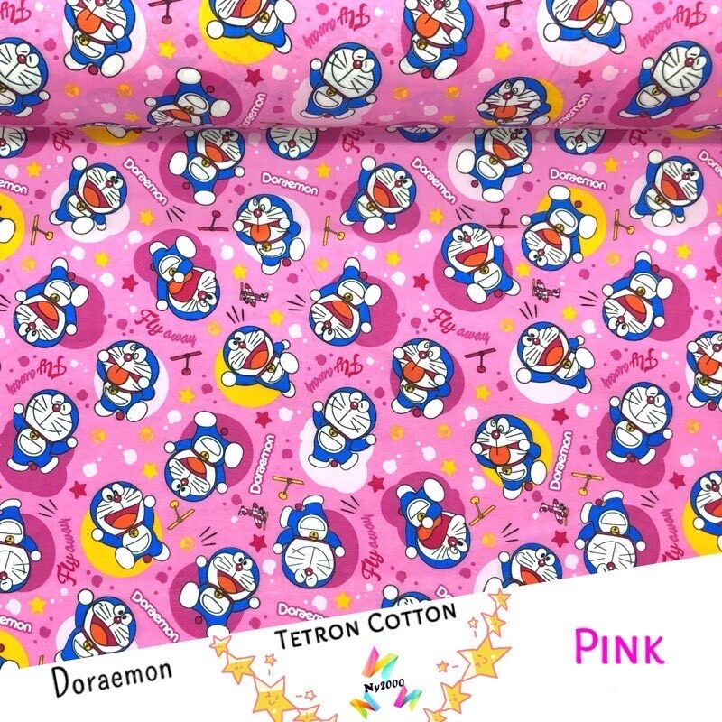 Kain Tetron Cotton TC (Polyester) Corak Doraemon (Bidang 48") | Lazada