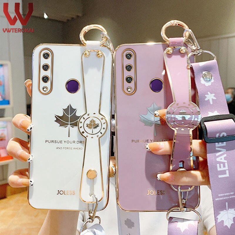 VWTEROKAI แฟชั่นหรูหรา Electroplated Maple Leaf สำหรับ Huawei Y6P Y9 ...
