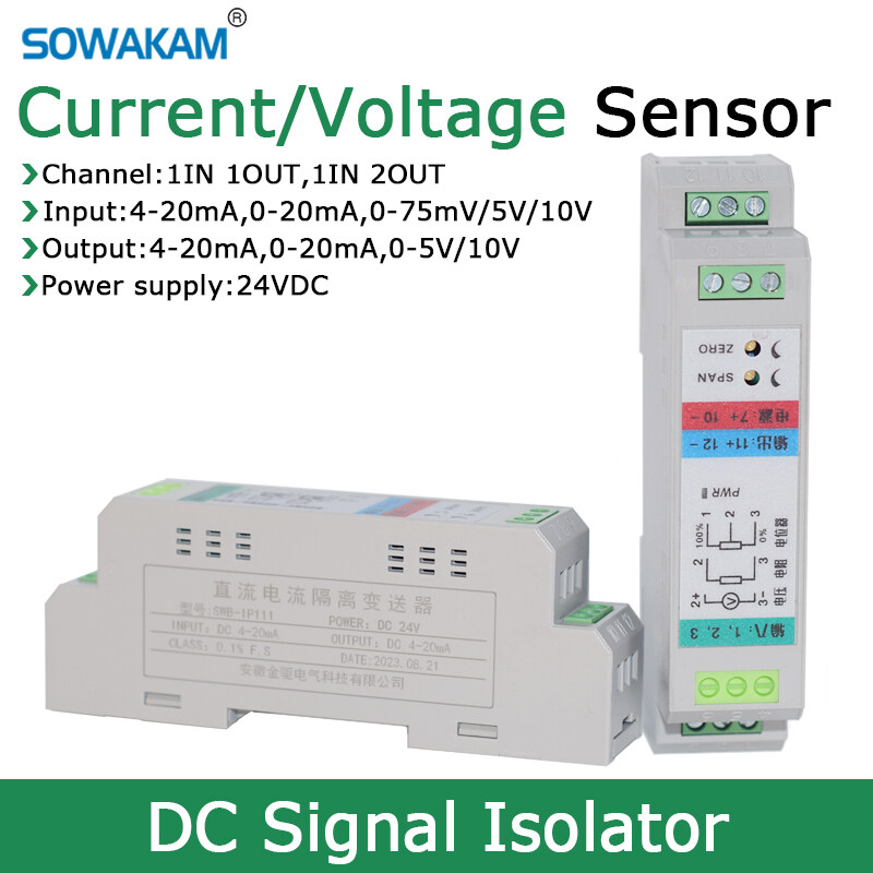 DC Signal Isolator 4-20mA 0-20mA 0-75mV 0-5V 10V Current And Voltage Signal Transmitter 24VDC ...
