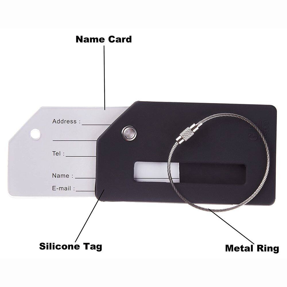 Silicone Luggage Tag Suitcase Labels Name ID Card Bright Suitcase ...