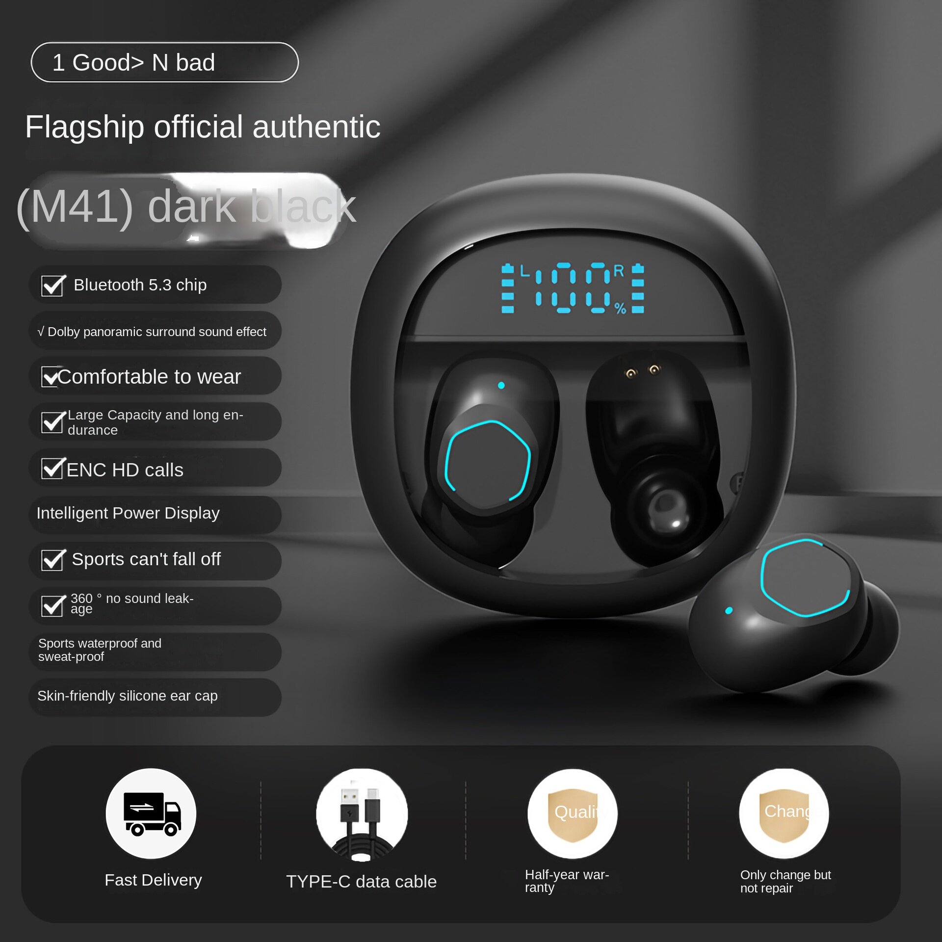 Kebeteme Bàn phím Bluetooth không dây mini Tai nghe kèm Micro TWS Tai ...