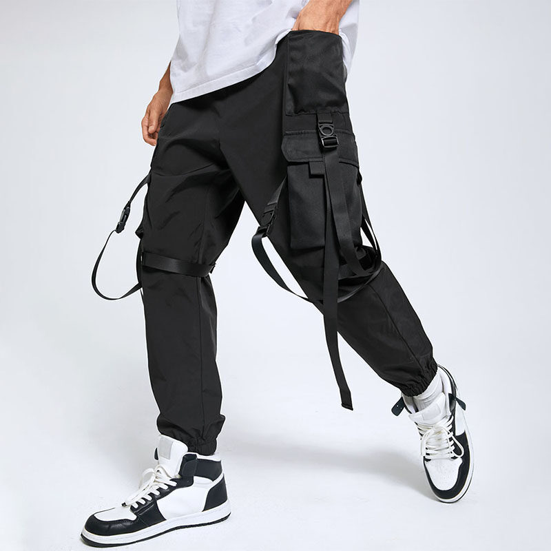 [Perfectly] KOYYE Men Plain Ribbon Straps Buckle Multi-pockets Cargo ...