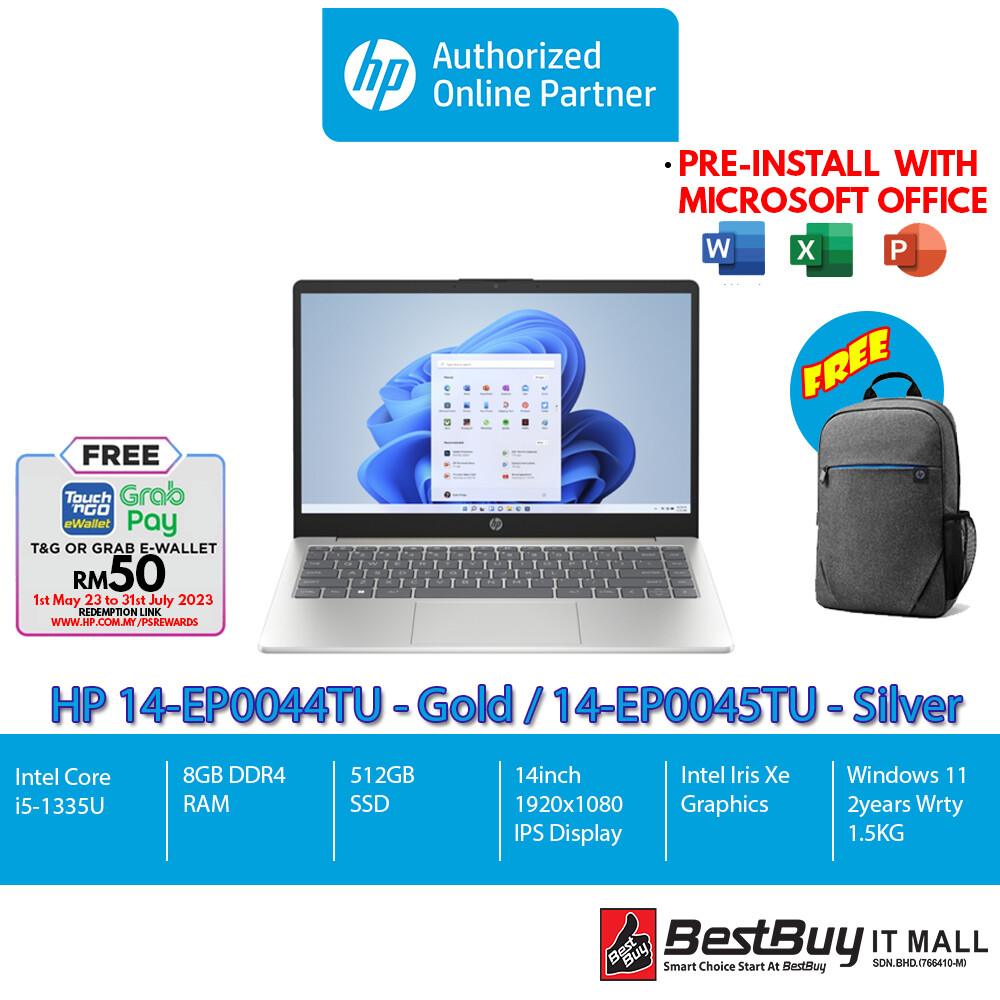 HP 13th Gen 14-EP0044TU / 14-EP0045TU Laptop (Intel i5-1335U/8GB /512GB ...