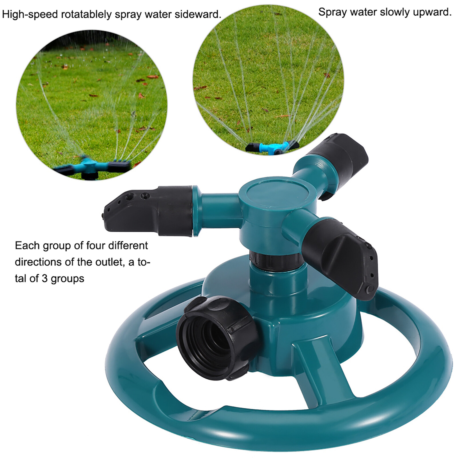 360° Fully 3 Nozzle Circle Rotating Watering Sprinkler Irrigation ...