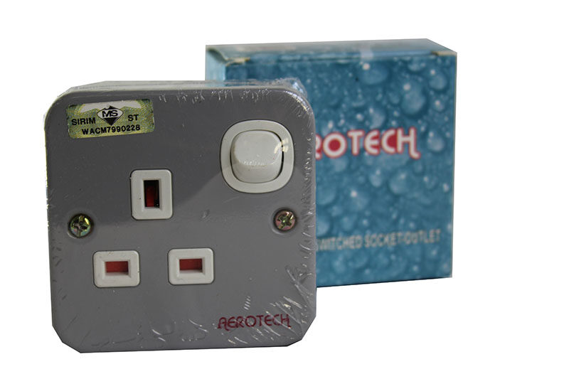 AEROTECH AT-8119 Metal Clad 1 Way Switched Socket Outlet 13A with Sirim ...
