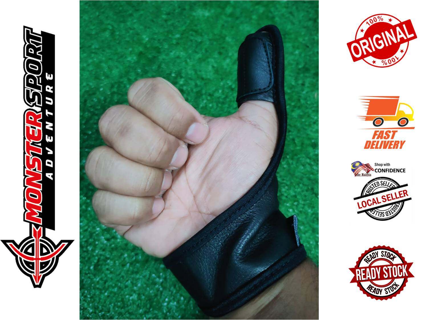 Buck Trail Archery Traditional Leather Thumb Guard With Leather Strap ...