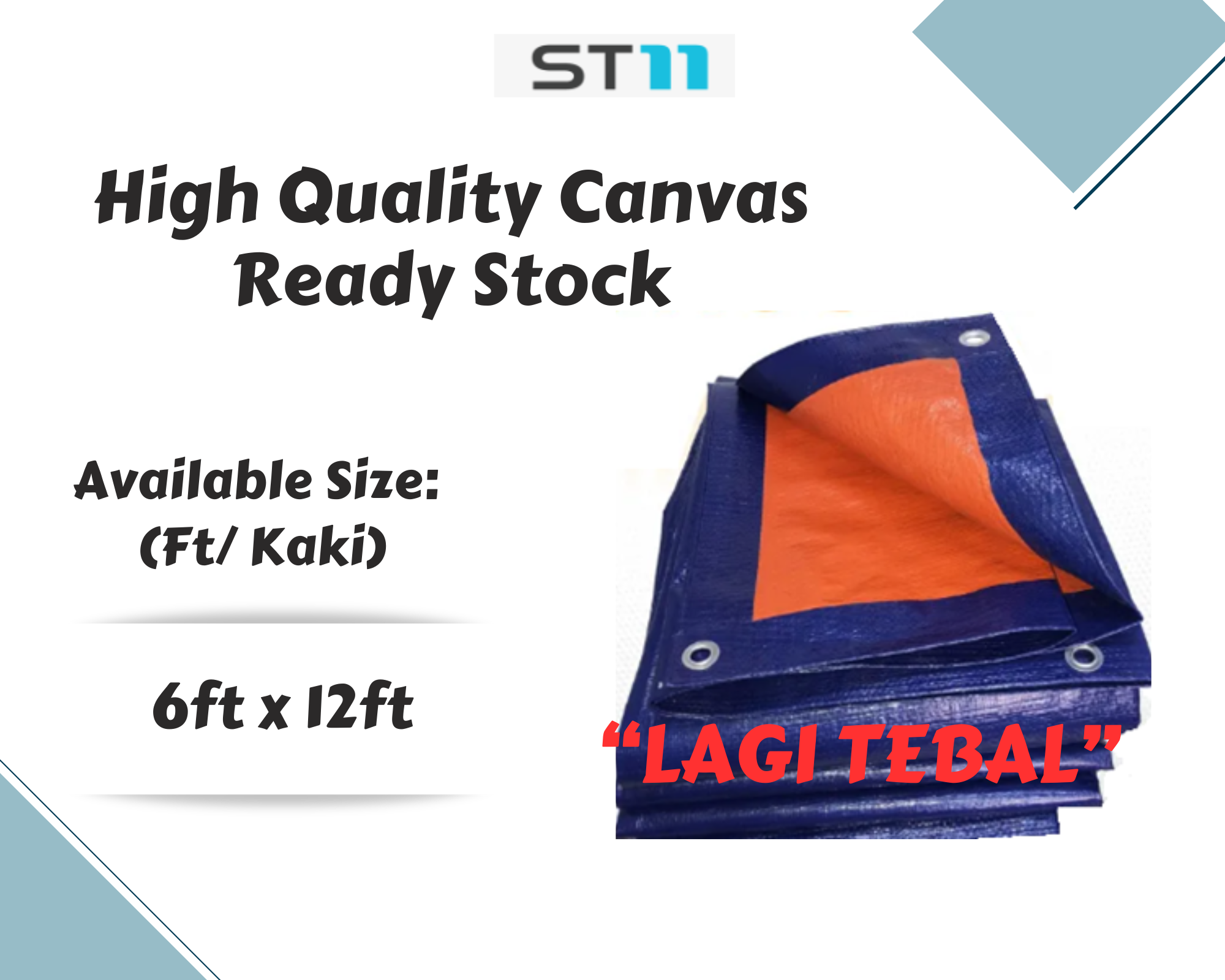 BLUE ORANGE WATERPROOF CANVAS TARPAULIN 6FT (LAGI TEBAL DARIPADA TYPE ...