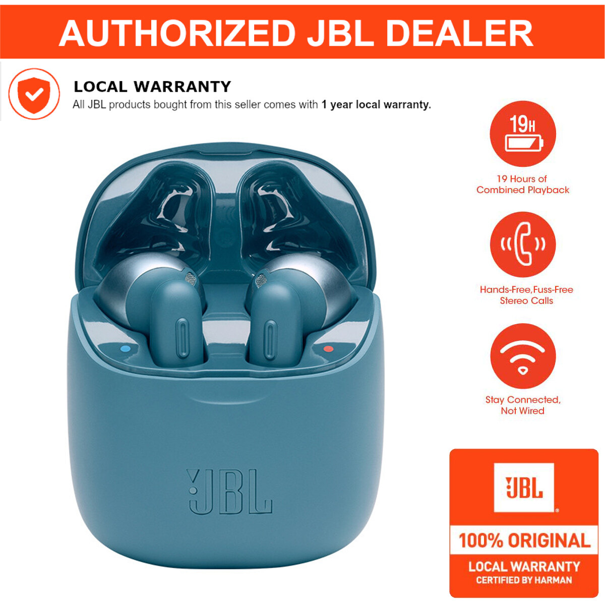 JBL TUNE220TWS / T225 TWS Wireless Bluetooth Earbuds Waterproof Noise ...