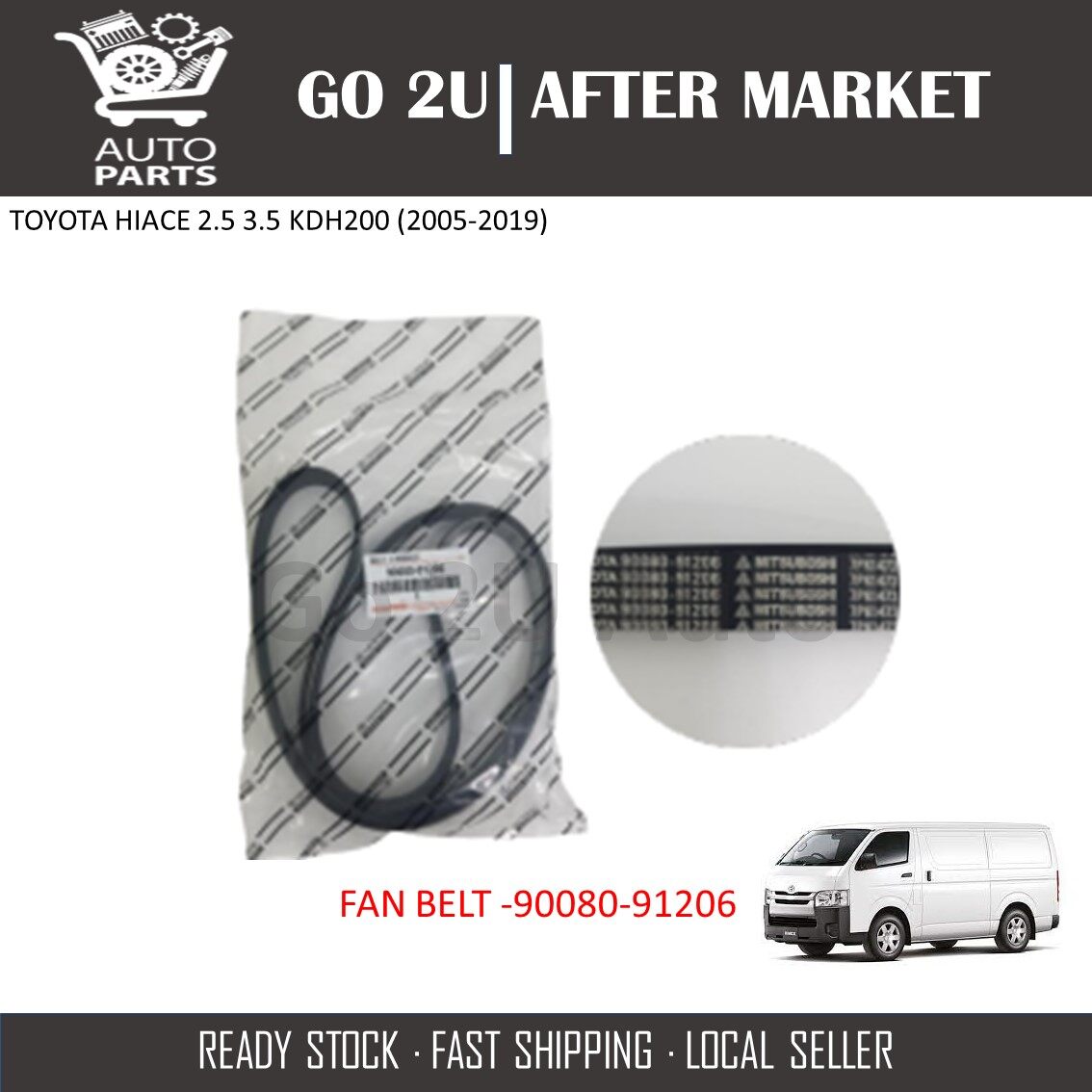 FAN BELT - 90080-91206 / 7PK1473 TOYOTA HIACE 2.5CC 3.5CC KDH200 (2005 ...