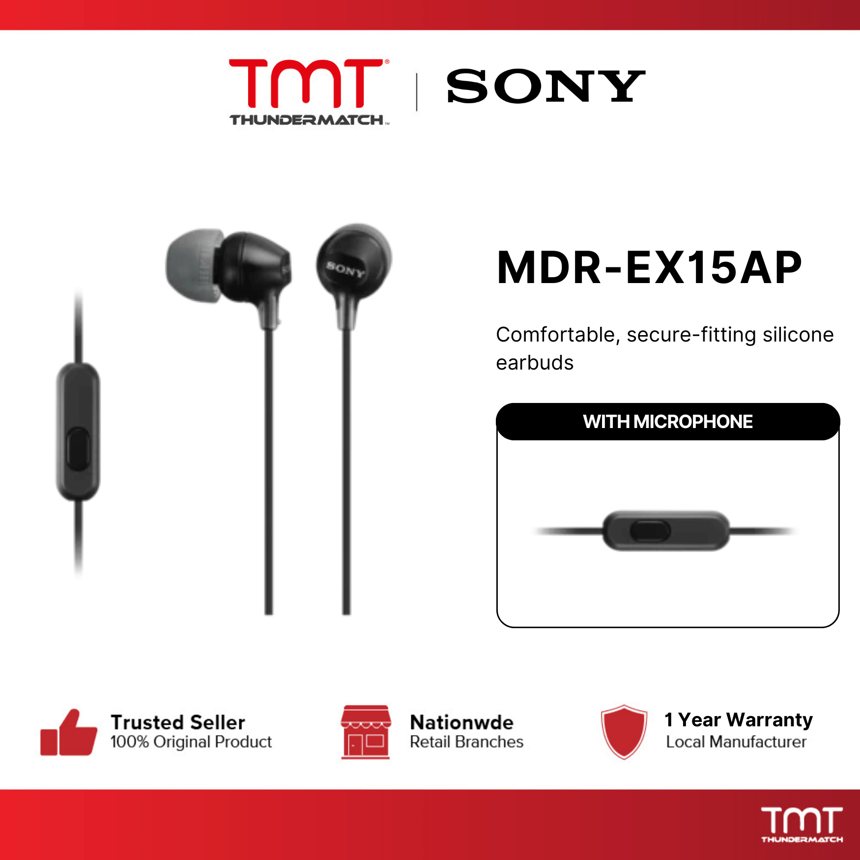 Sony MDR-EX15AP Casual Wired In-Ear Headset with Mic | Lazada