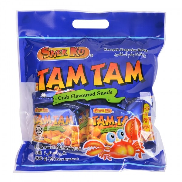 SNEK KU MIMI TAM TAM Prawn Crab Flavour Snack 200g (8 PACKS X 25G) | Lazada