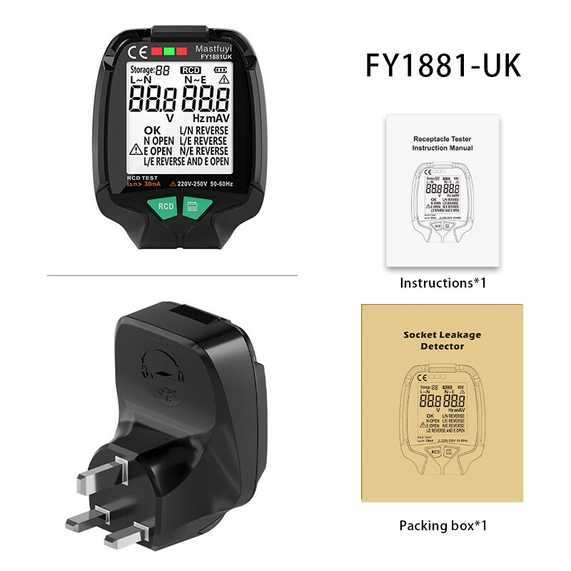 US UK EU Plug Socket Tester Outlet Smart Tester Digital Display Socket ...