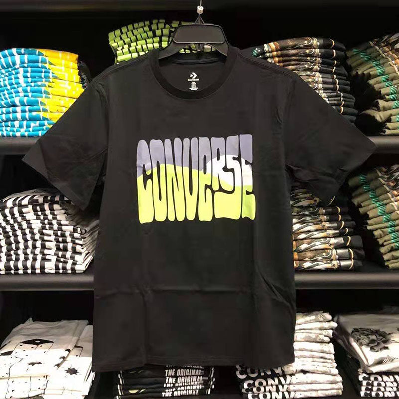 เสื้อยืดคอกลมผ้าฝ้ายแขนสั้นลำลองของผู้ชาย Converse Converse,เสื้อยืด ...