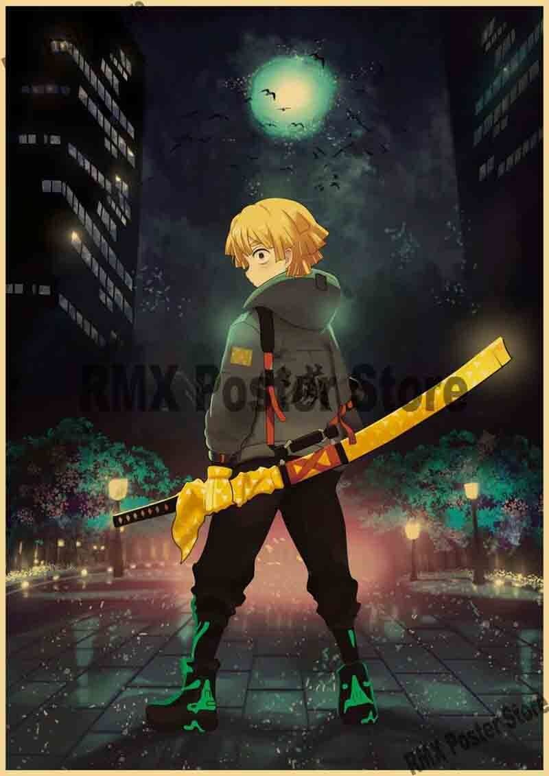 Anime Demon Slayer Posters and Prints Retro Kraft Paper Tanjiro Kamado ...