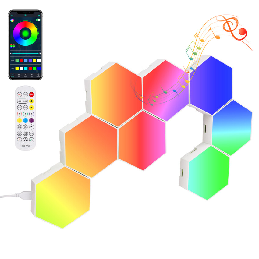 Hexagon Lights Gaming - 10 Pack RGB Led Hex Light Panels Hexagon Smart ...