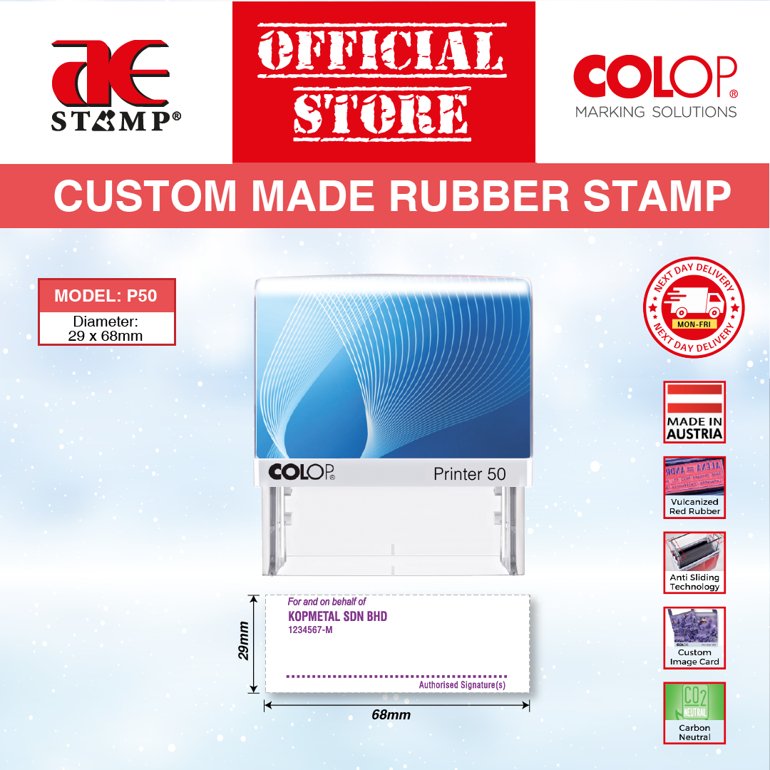 Custom Made Rubber Stamp | COLOP Printer Line Self Inking Stamp | P10 ...